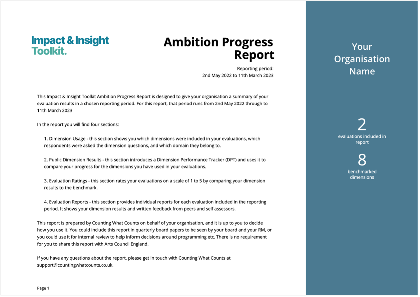 Using the Reporting Dashboard - Impact & Insight Toolkit